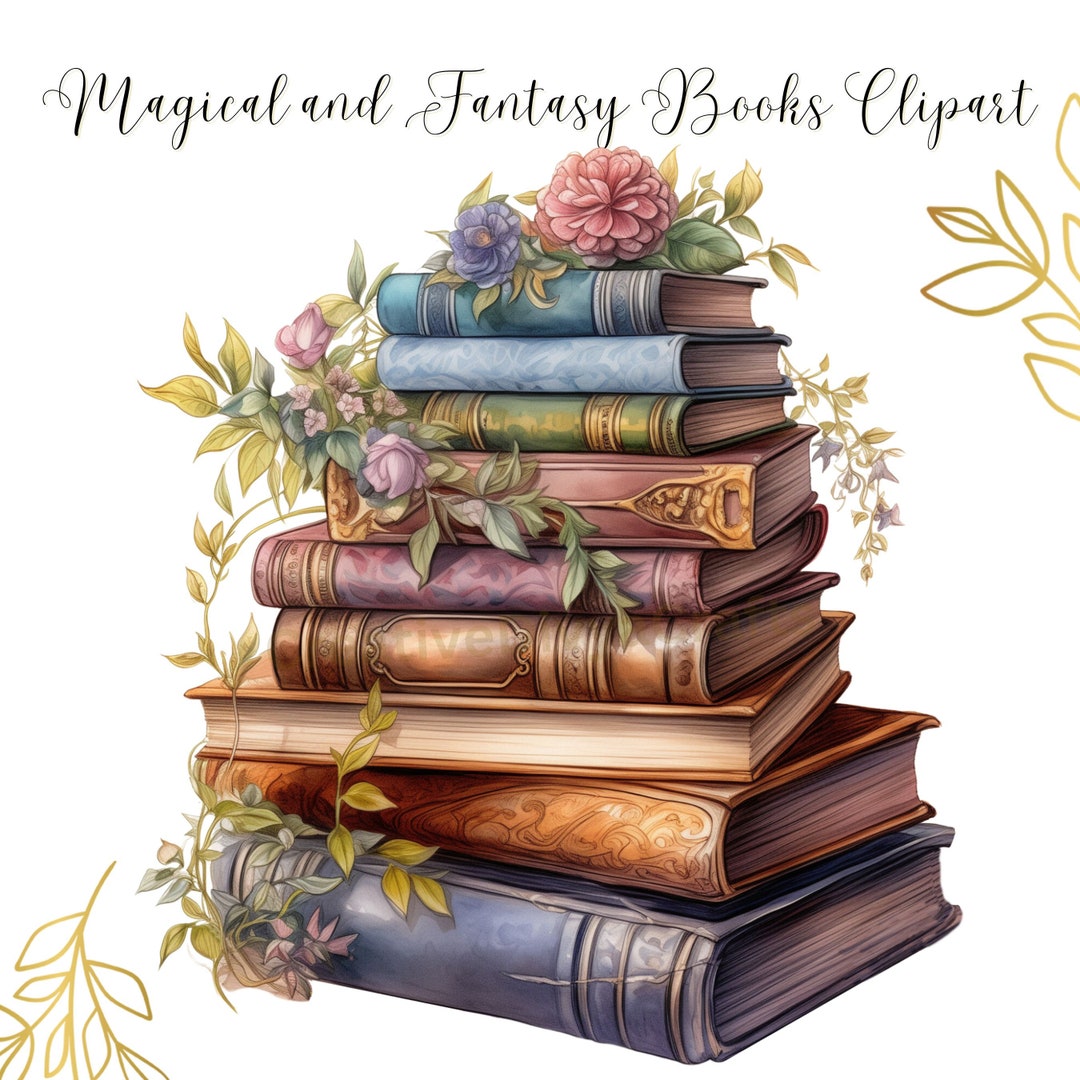 Watercolor Magical Books Clipart / Vintage Books Clip Art / Digital ...