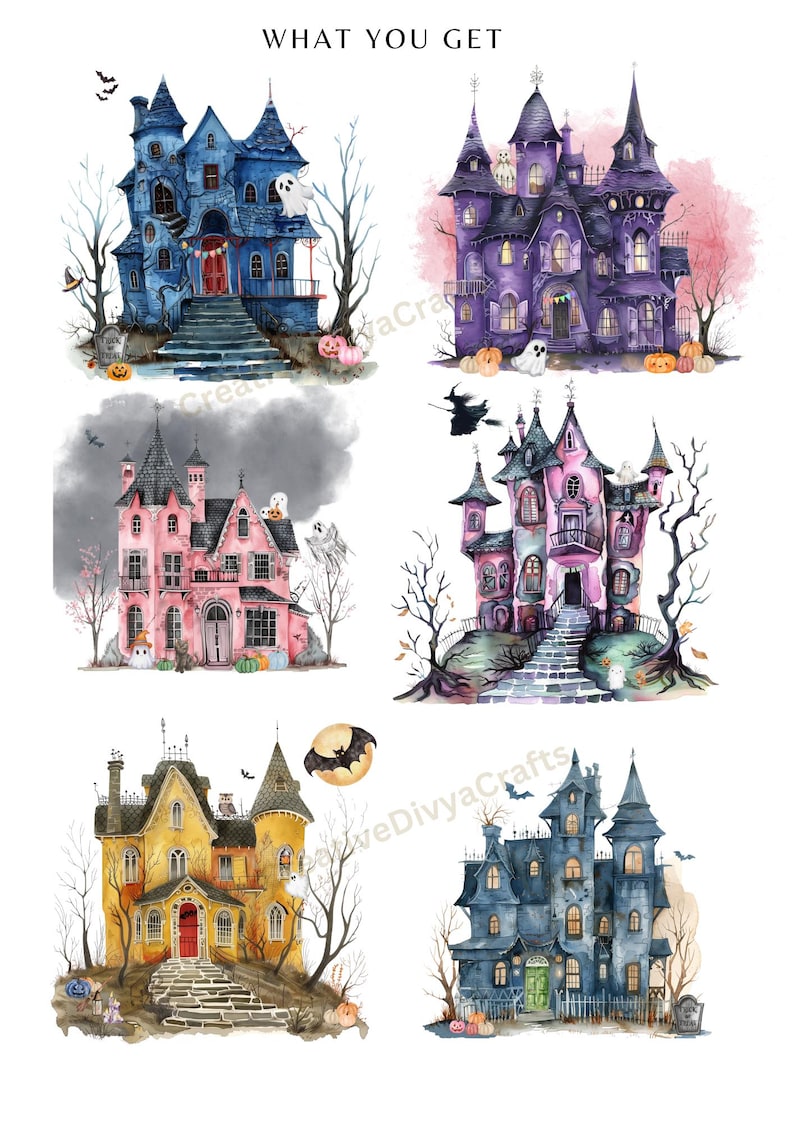 Whimsical Haunted House Clipart - Haunted Mansion PNG - Cute Halloween ...