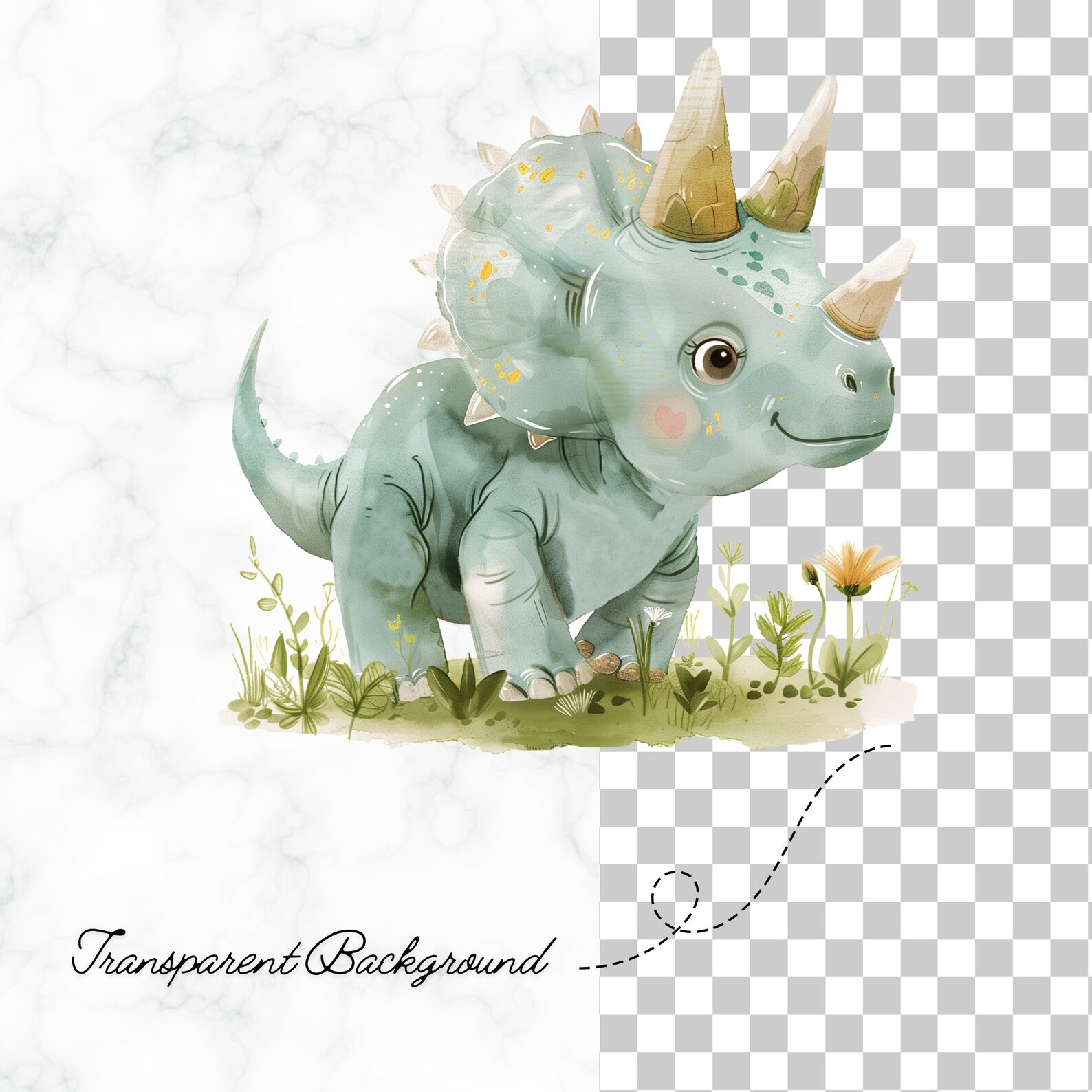 Watercolor Dinosaur Clipart, Baby Dinosaur, Dinosaur Nursery Decor ...