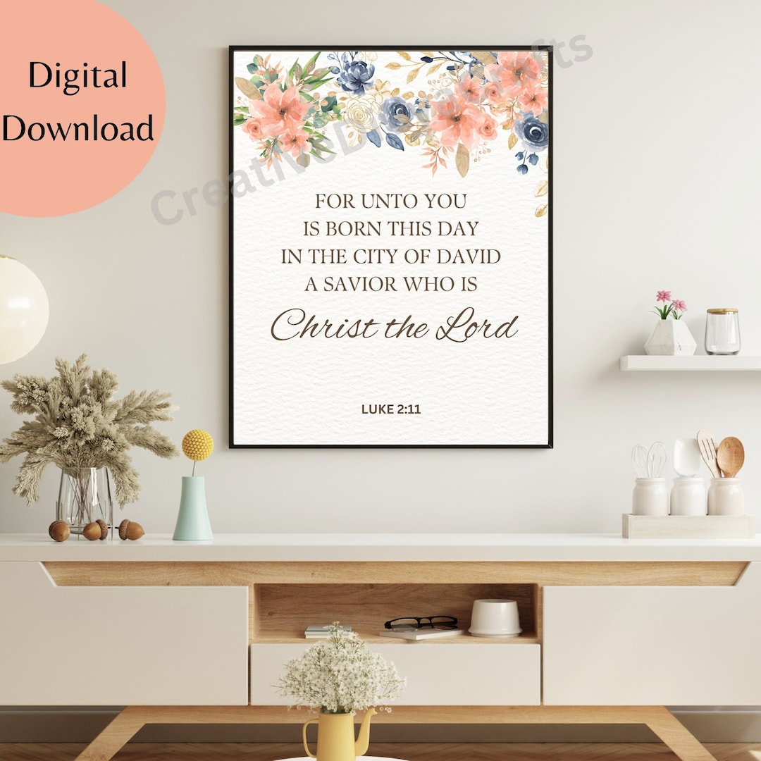 Bible Verse Wall Art, Luke 2 Printable, Religious Holiday Print ...