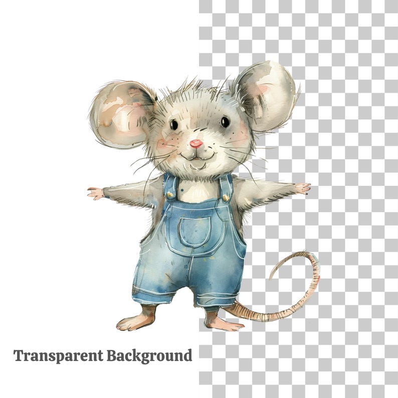 Cute Mouse Watercolor Clipart / Funny Mice Clip Art / Quirky Mouse ...