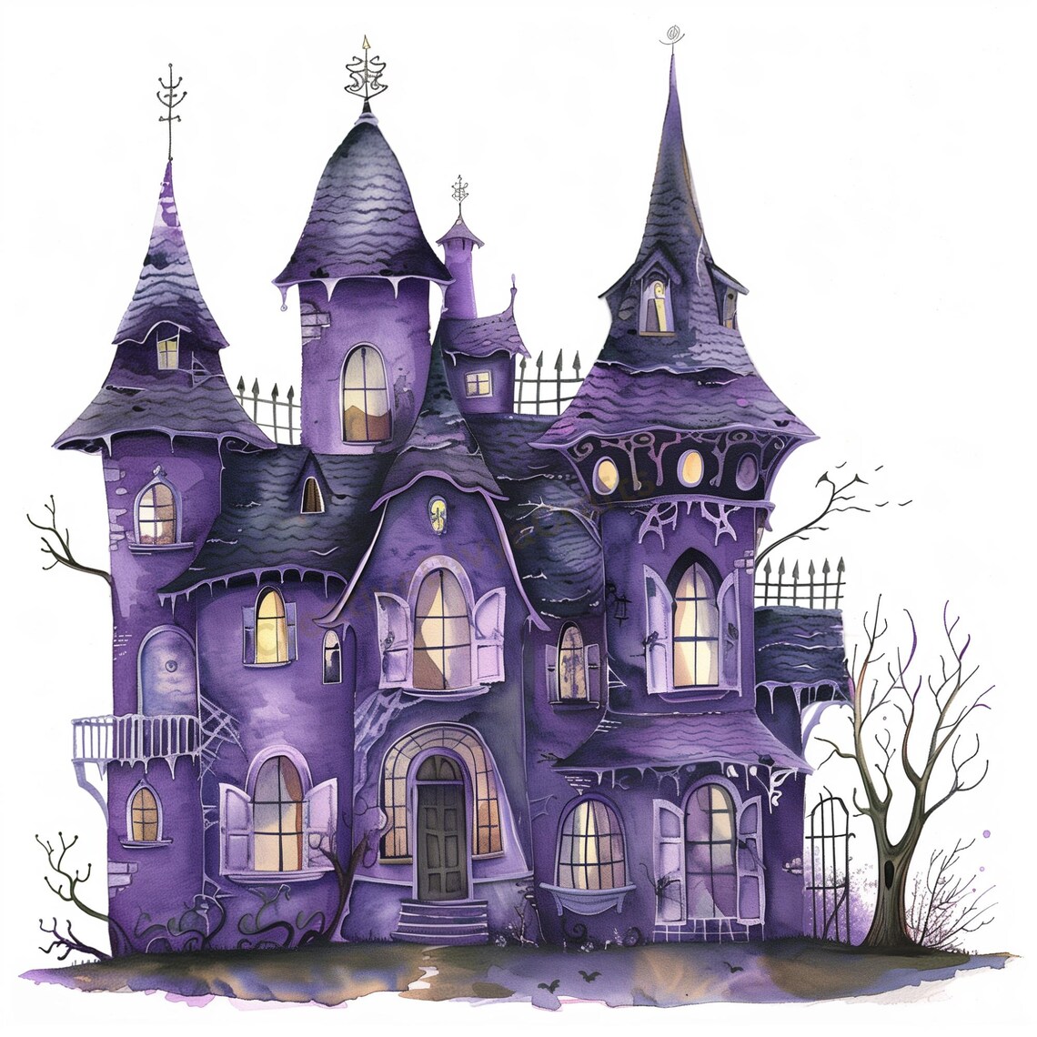 Whimsical Haunted House Clipart - Haunted Mansion PNG - Cute Halloween ...