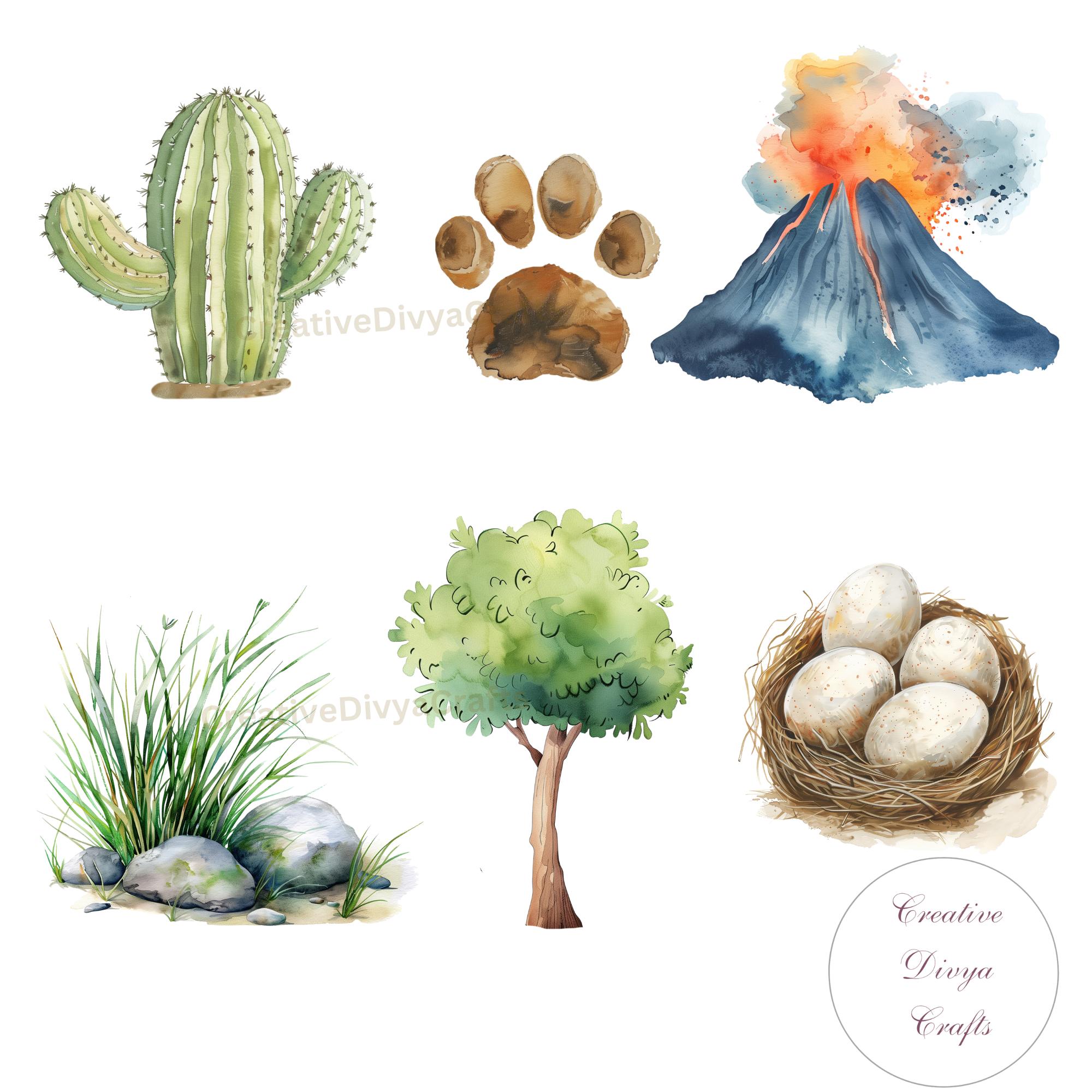 Watercolor Dinosaur Clipart, Baby Dinosaur, Dinosaur Nursery Decor ...