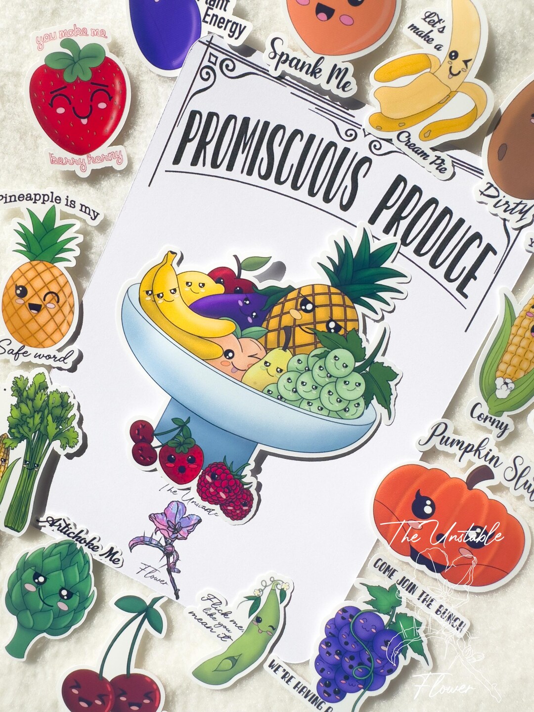 Promiscuous Produce - Original Character- Inappropriate Sticker Pack - Etsy