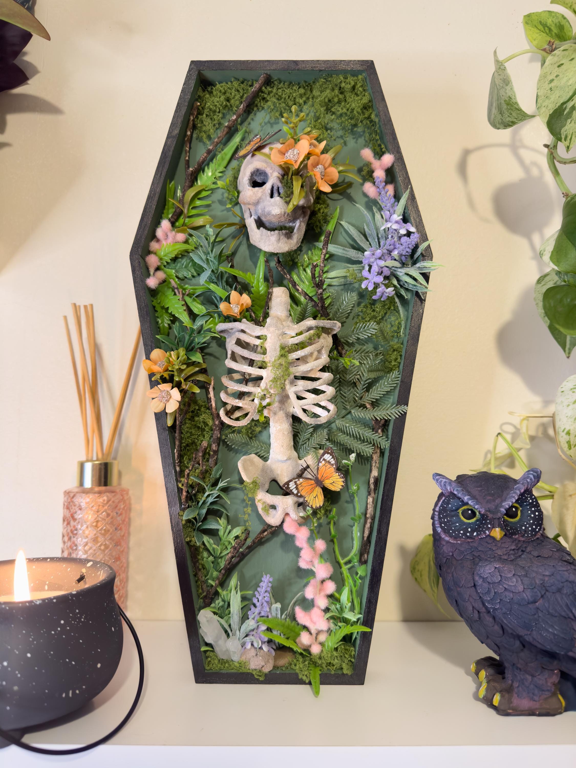 Skeleton, Coffin Shadow Box, Handmade Gothic Wall Art, Alternative ...