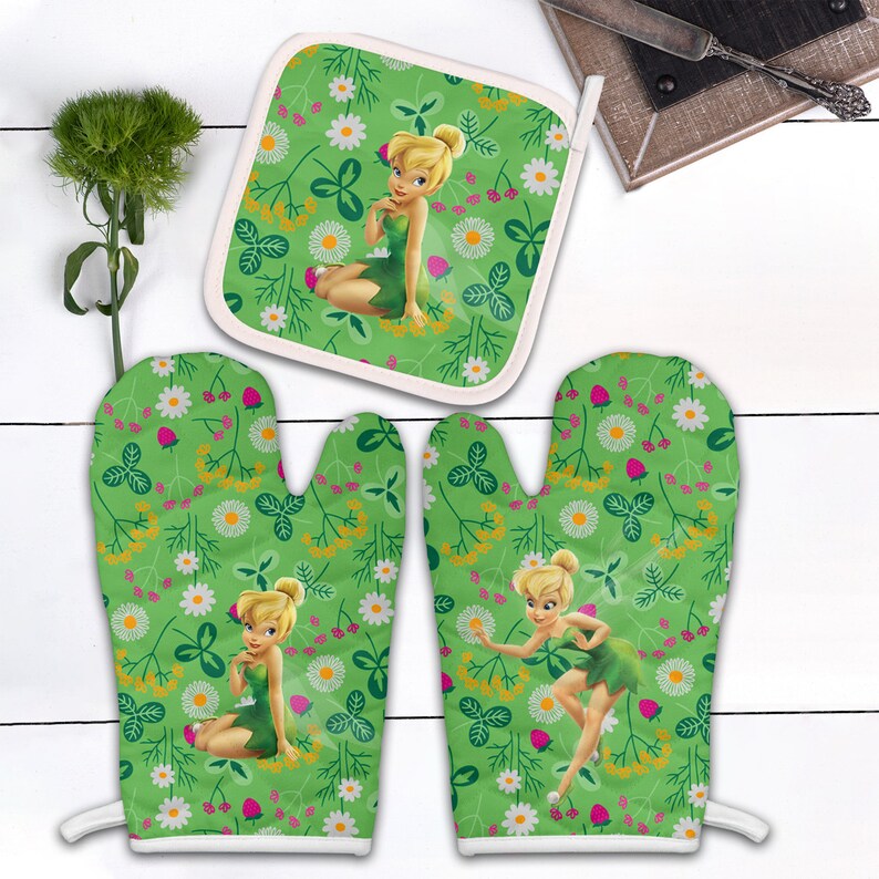 Tinker Bell Combo 2 Oven Mitts and 1 Pot Holder Set, Tinker Bell ...