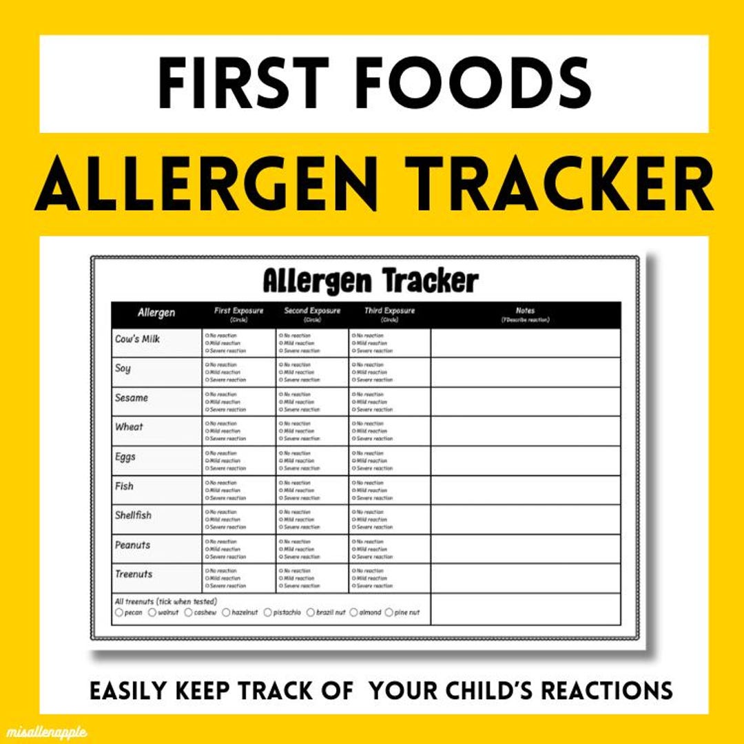 Allergen Reactiontracker | Printable Allergen Record | Baby Allergy ...