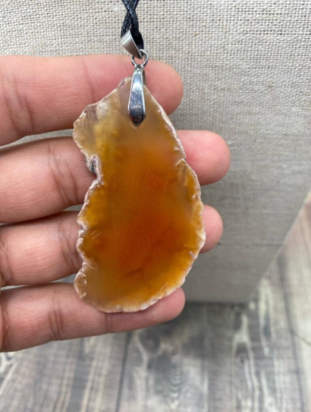 25 Grams Red Agate Slice Pendant Gift for Her, Healing Crystal, Initial ...