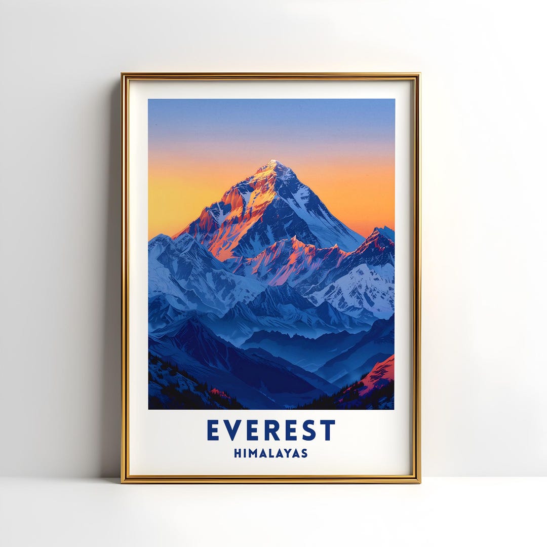 Mount Everest Art Print: Himalayas Sunset Illustration (digital ...