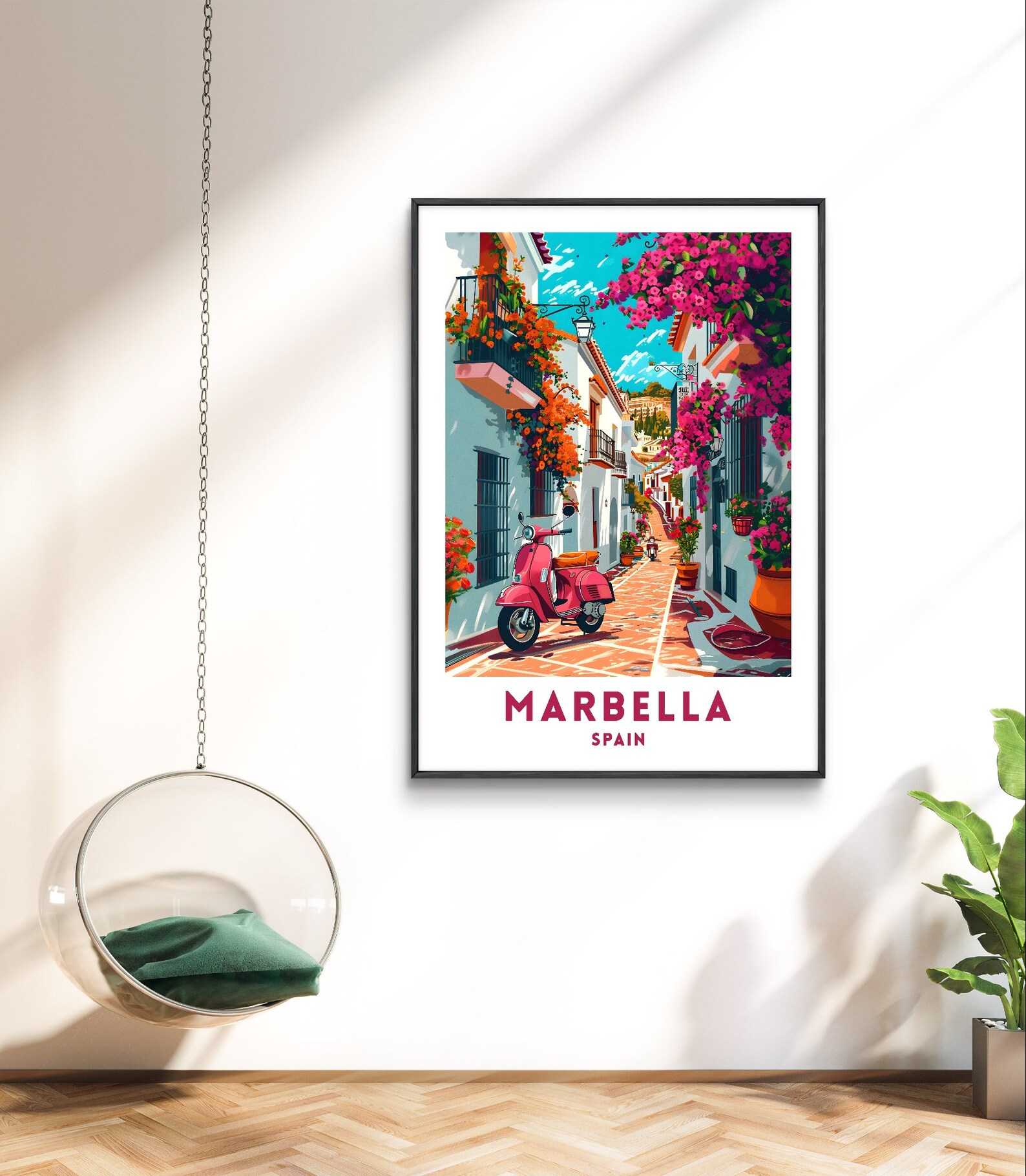 Marbella Vintage Travel Print, Spanish Wall Art, Spain Poster, Summer ...