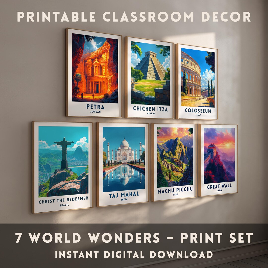 Educational World Wonders Wall Art Set | Printable Classroom Decor ...