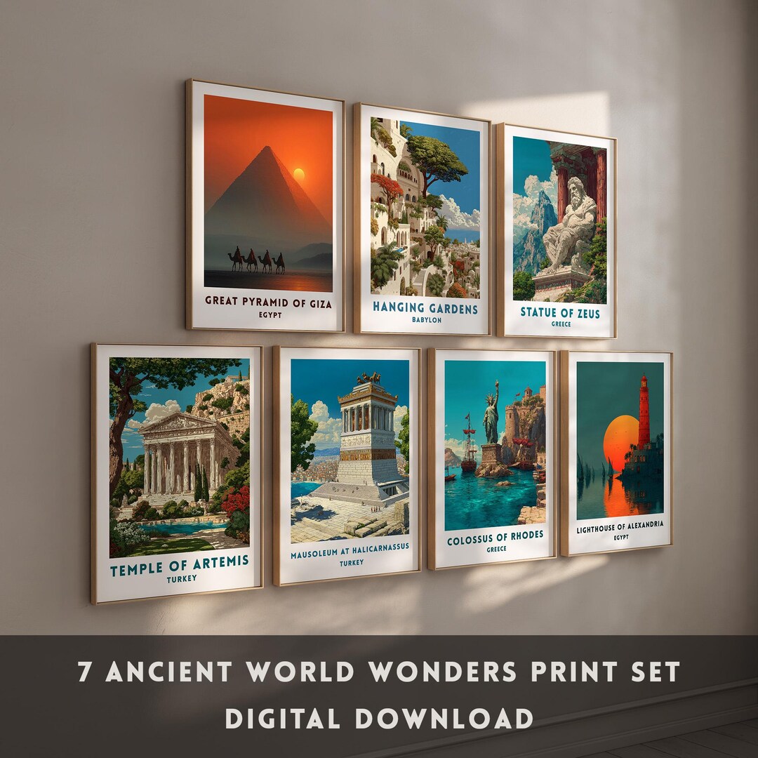 Ancient World Wonders Wall Art Set | 7 Printable Travel Posters ...