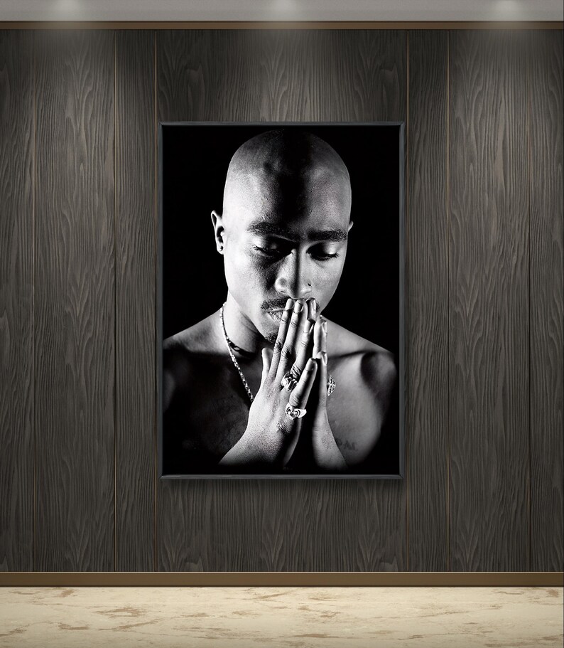 Tupac Shakur Print, 2pac Poster, American Rapper, Rap Music Poster, Black White Print, Wall Art ...