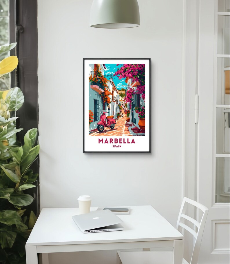 Marbella Vintage Travel Print, Spanish Wall Art, Spain Poster, Summer ...