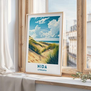 Nida Lithuania Travel Print, Dunes Wall Art, Illustration Artwork ...