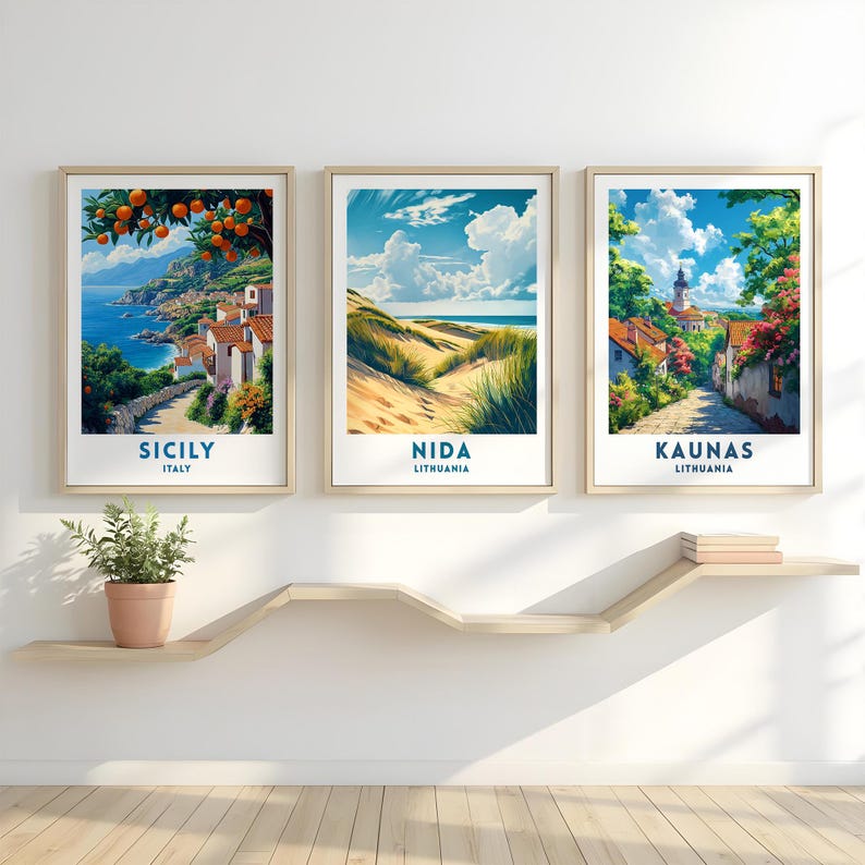 Nida Lithuania Travel Print, Dunes Wall Art, Illustration Artwork ...