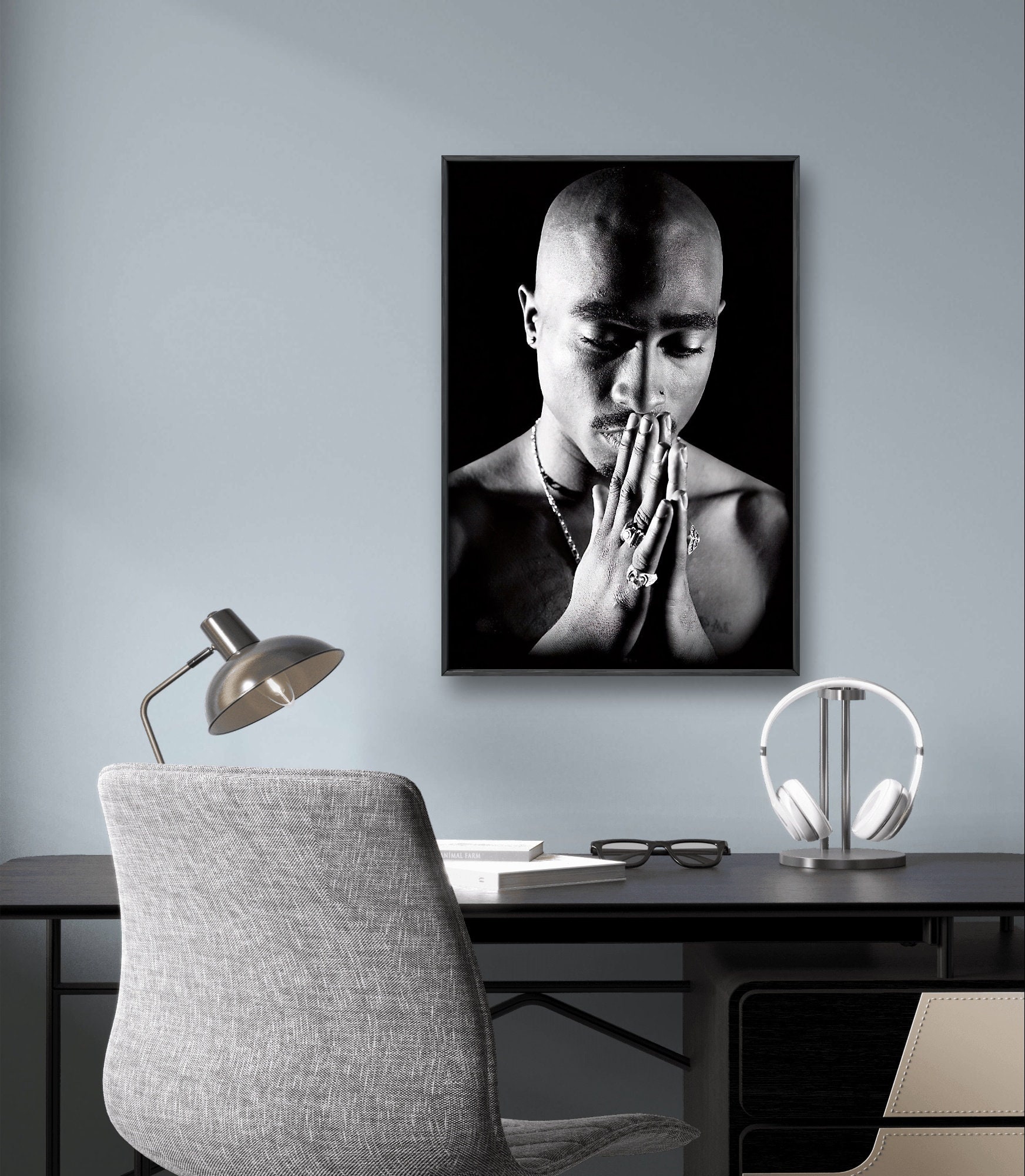 Tupac Shakur Print, 2pac Poster, American Rapper, Rap Music Poster, Black White Print, Wall Art ...