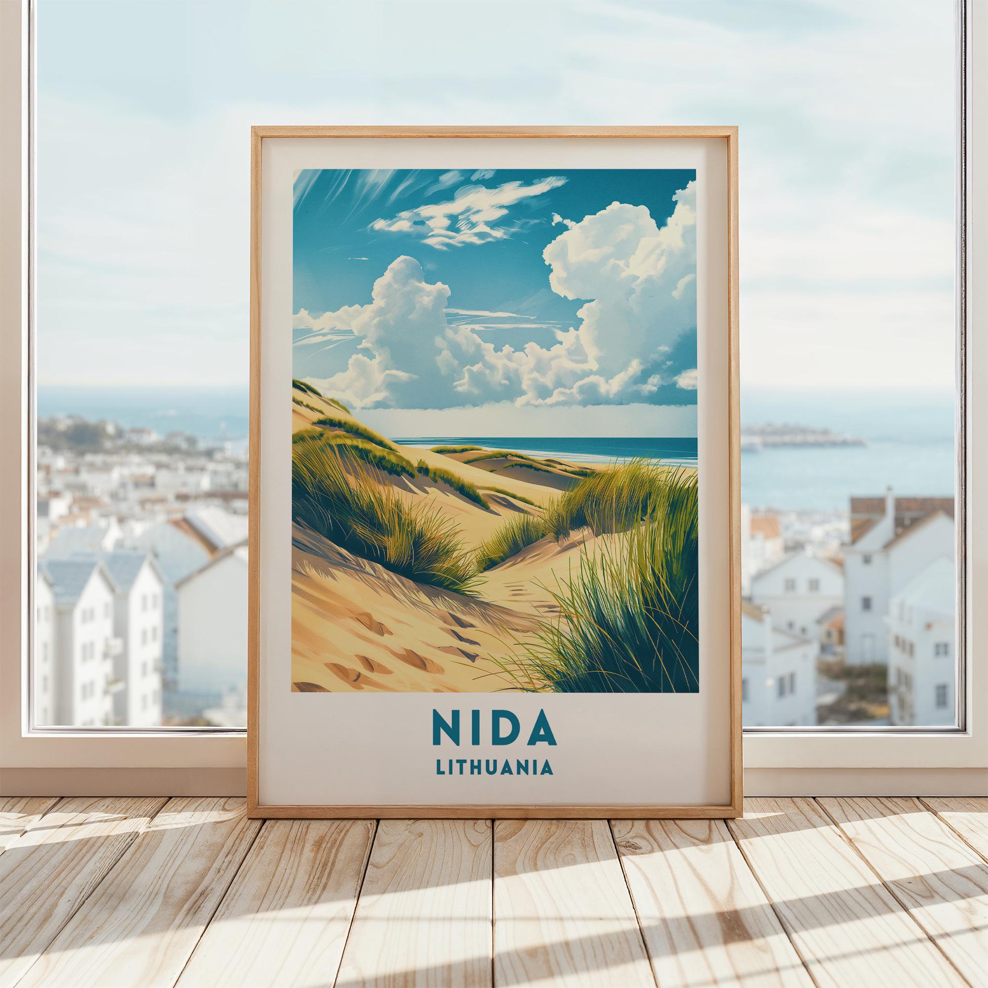 Nida Lithuania Travel Print, Dunes Wall Art, Illustration Artwork ...