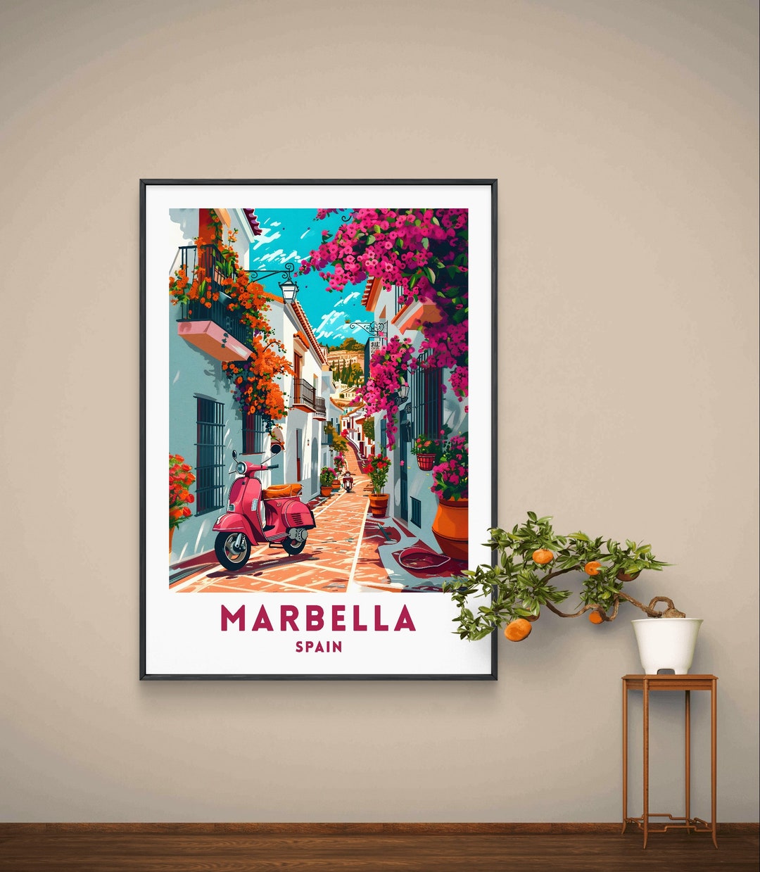 Marbella Vintage Travel Print, Spanish Wall Art, Spain Poster, Summer ...