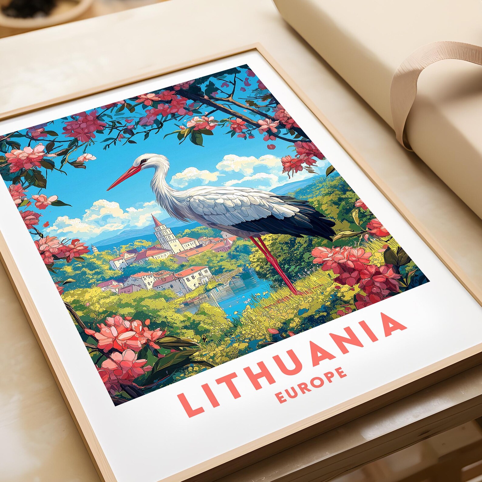 Lithuania Travel Poster | Digital Download | White Stork Wall Art ...