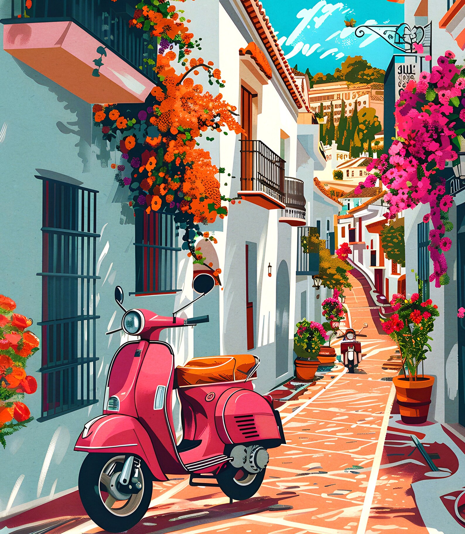 Marbella Vintage Travel Print, Spanish Wall Art, Spain Poster, Summer ...