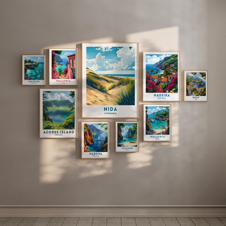 Nida Lithuania Travel Print, Dunes Wall Art, Illustration Artwork ...