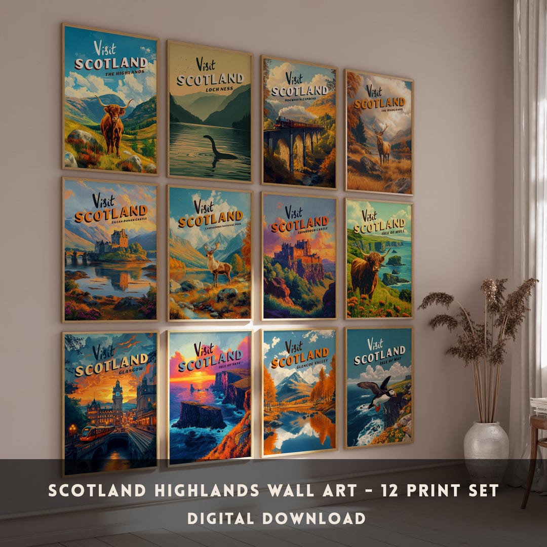 Scotland Highlands Wall Art Set | Scottish Landscape Printable Posters ...