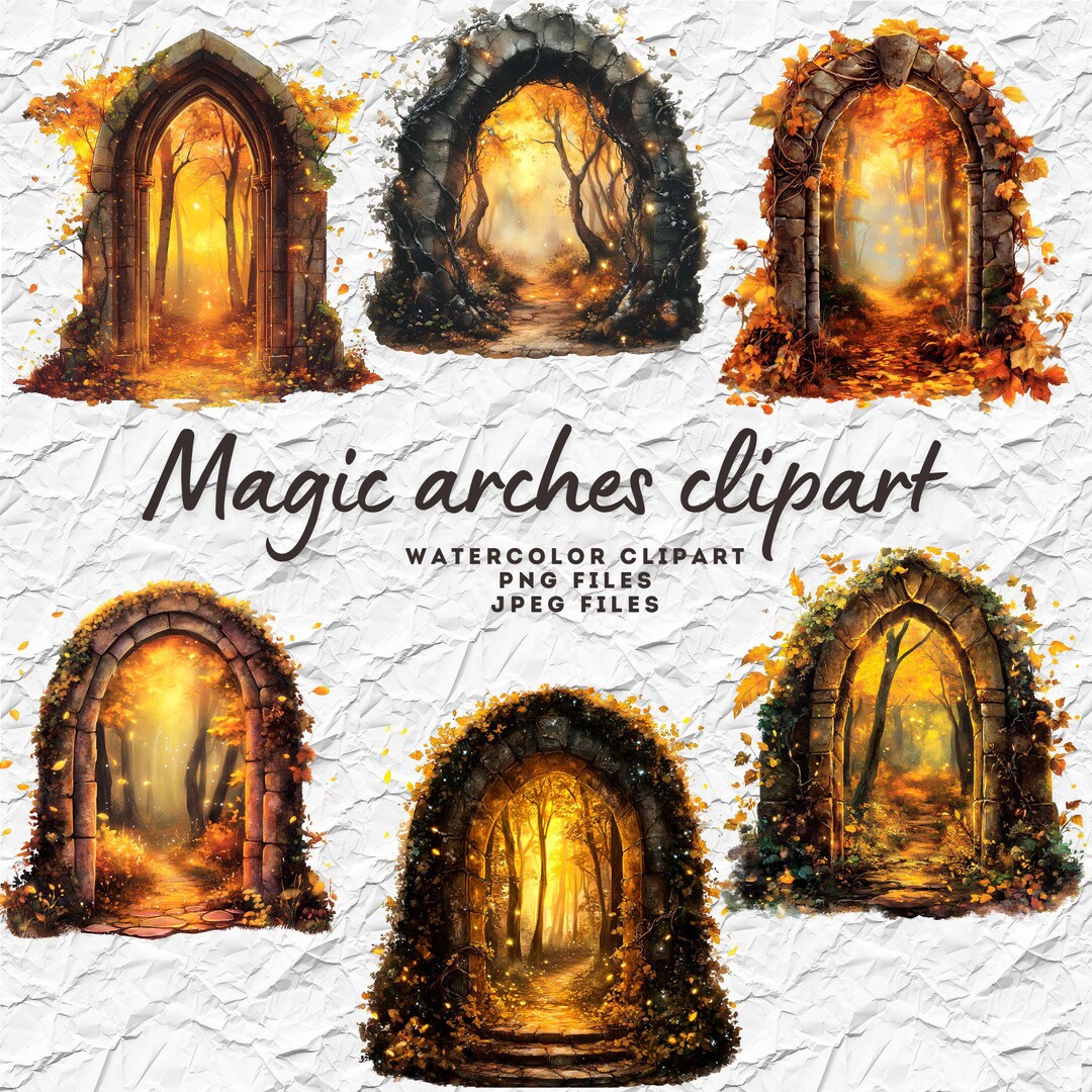 Watercolor Autumn Arches Clipart Magic Arch Arched Structures Arch ...