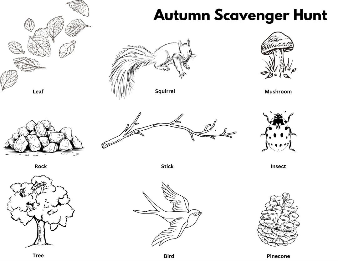 Autumn Scavenger Hunt Coloring Page - Etsy
