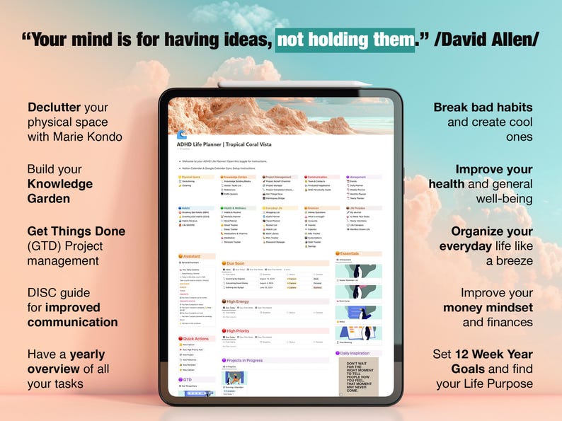 Notion Template ADHD, Notion Life Planner, Second Brain, 12-week Year ...