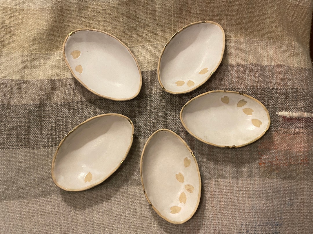Real-kintsugi "sakura" Cherry Blossom Non Chemical Ceramics 5-piece Set ...