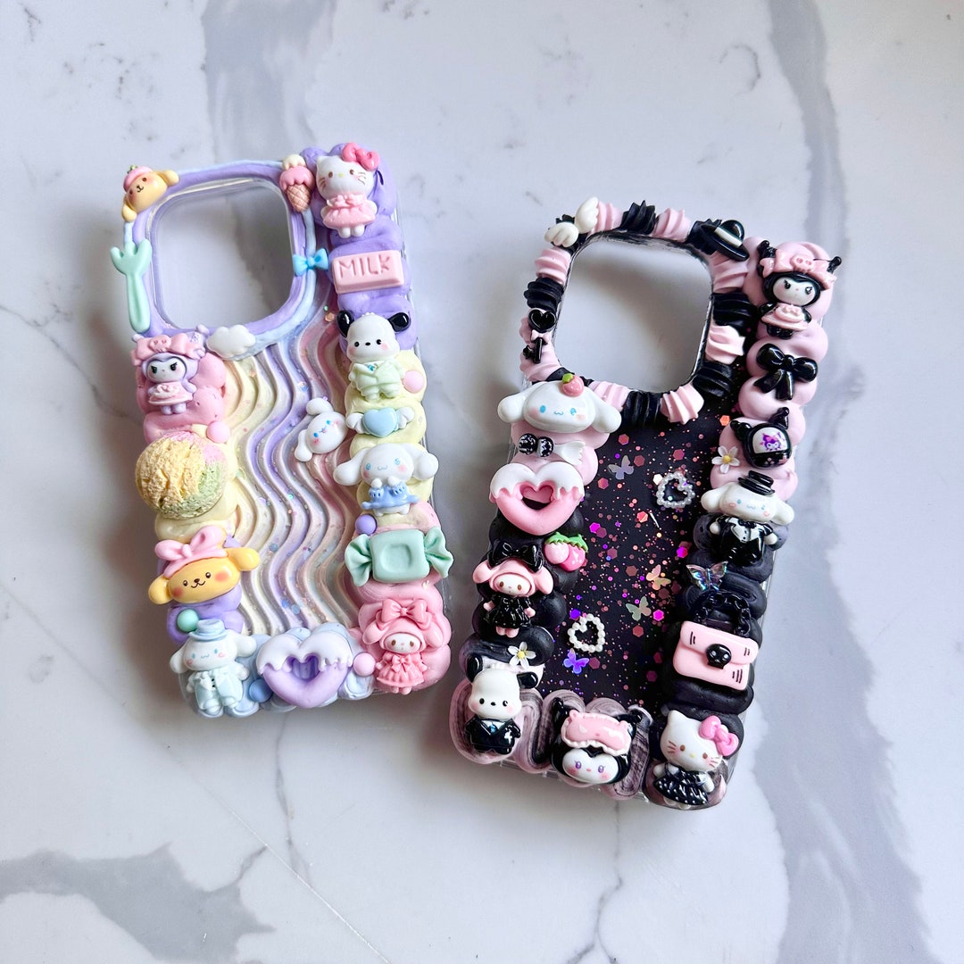 San Mix Decoden Phone Case, Cute Kawaii Cream Glue Phone Case, Fake ...