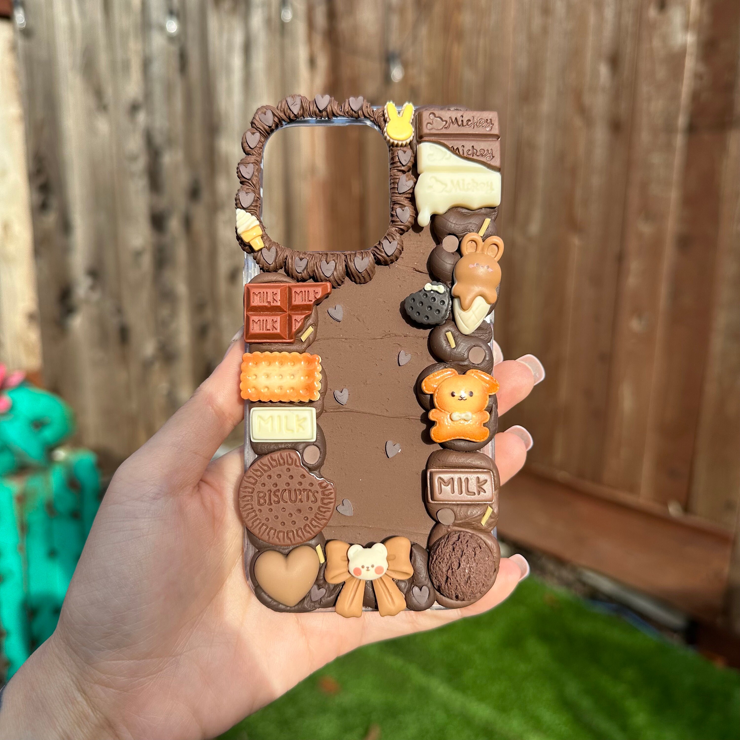 Chocolate Decoden Phone Case, Cute Kawaii Cases, Whipped Cream Glue ...