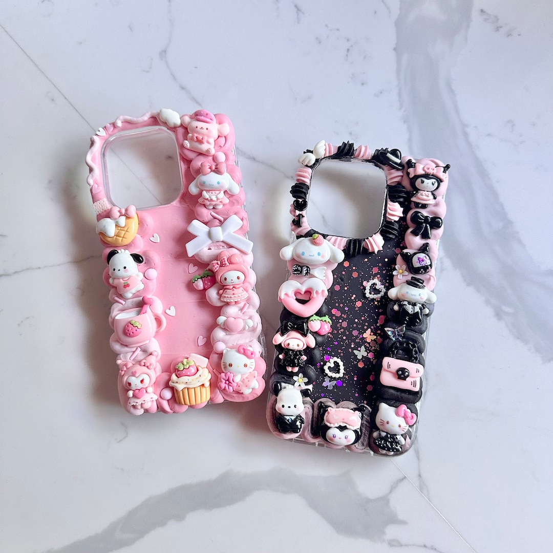 San Mix Decoden Phone Case, Cute Kawaii Cream Glue Phone Case, Fake ...