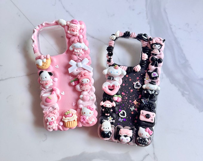 San Mix Decoden Phone Case, Cute Kawaii Cream Glue Phone Case, Fake ...