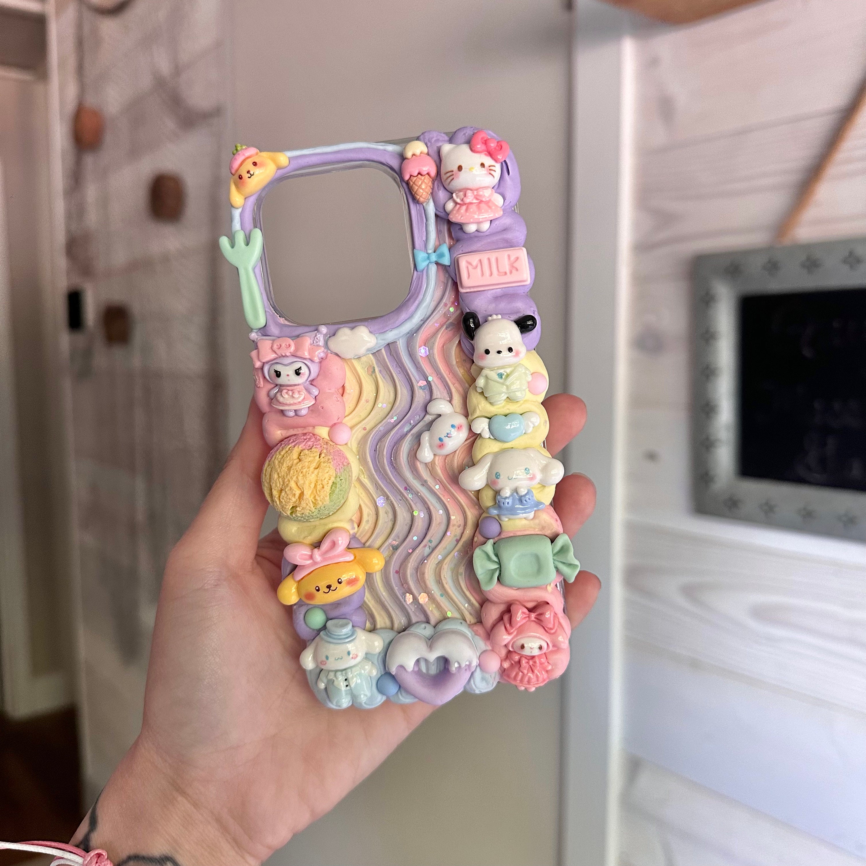 San Mix Decoden Phone Case, Cute Kawaii Cream Glue Phone Case, Fake ...