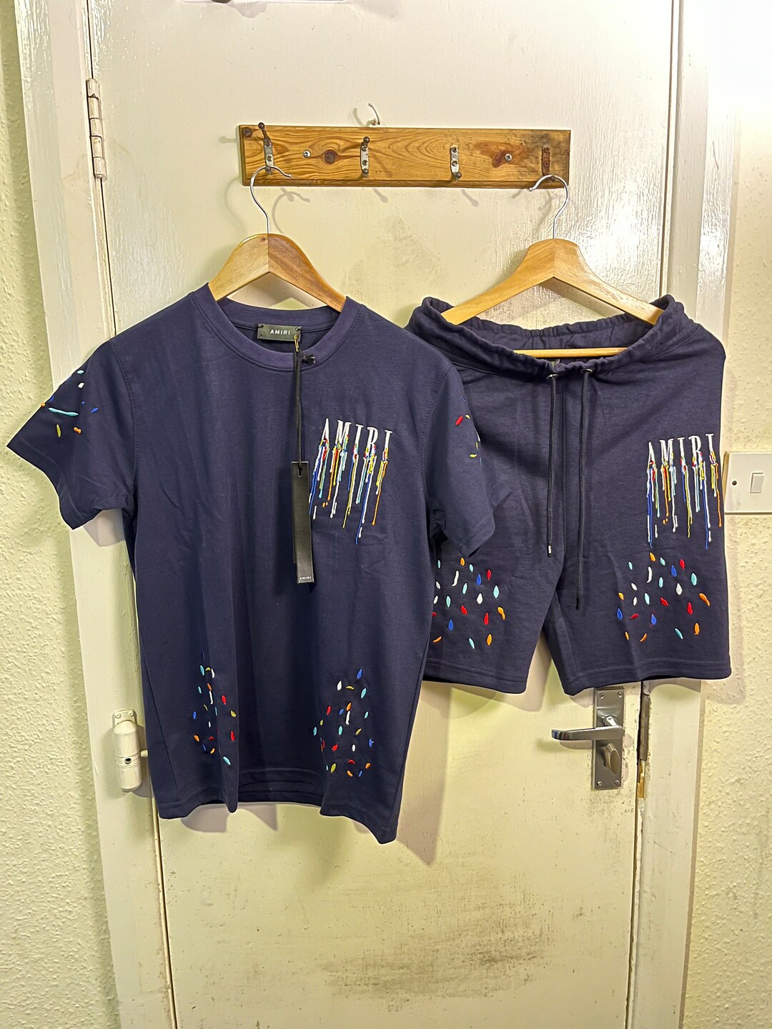 Navy Amiri Paint Drip Short Set Brand New - Etsy