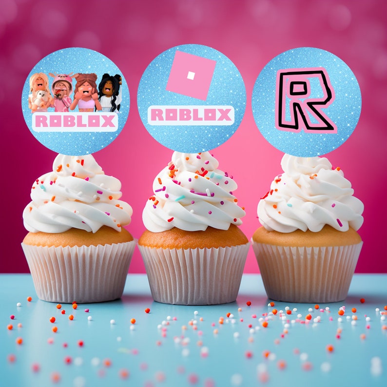 Pink Roblox Girls, Roblox Cupcake Toppers, Roblox Birthday Topper ...