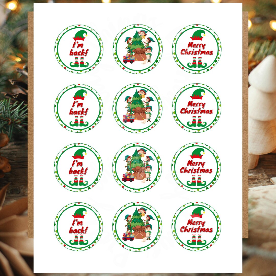 I'm Back Christmas Elf Cupcake Topper, Elf Cupcake Topper, Christmas ...