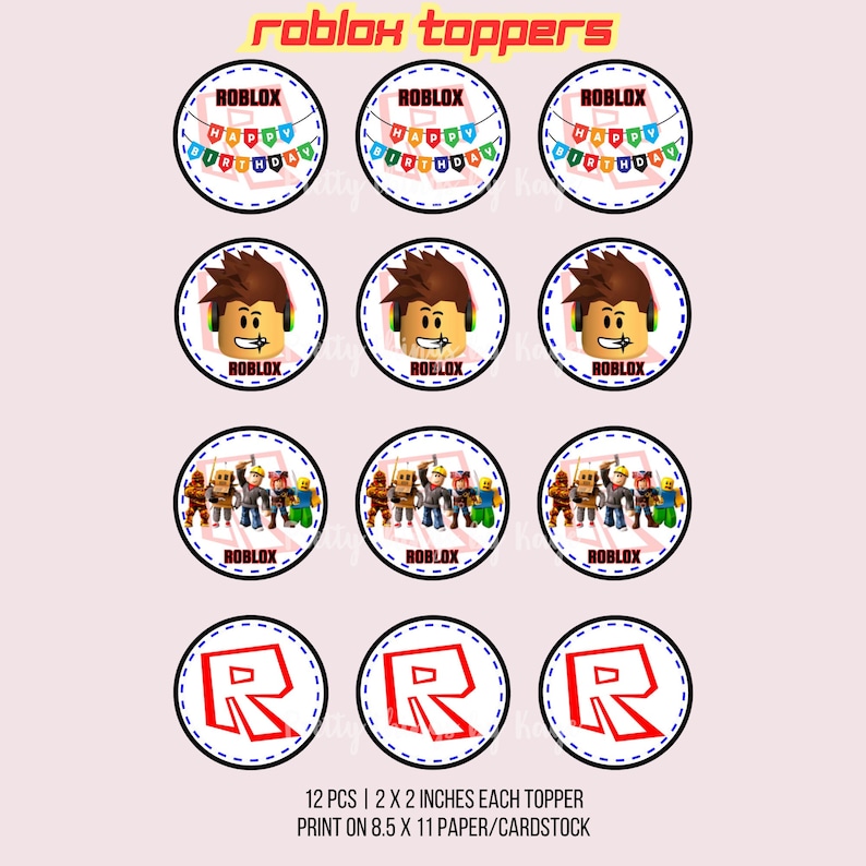 Roblox Cupcake Toppers, Roblox Birthday Topper, Gamer Cupcake Topper ...