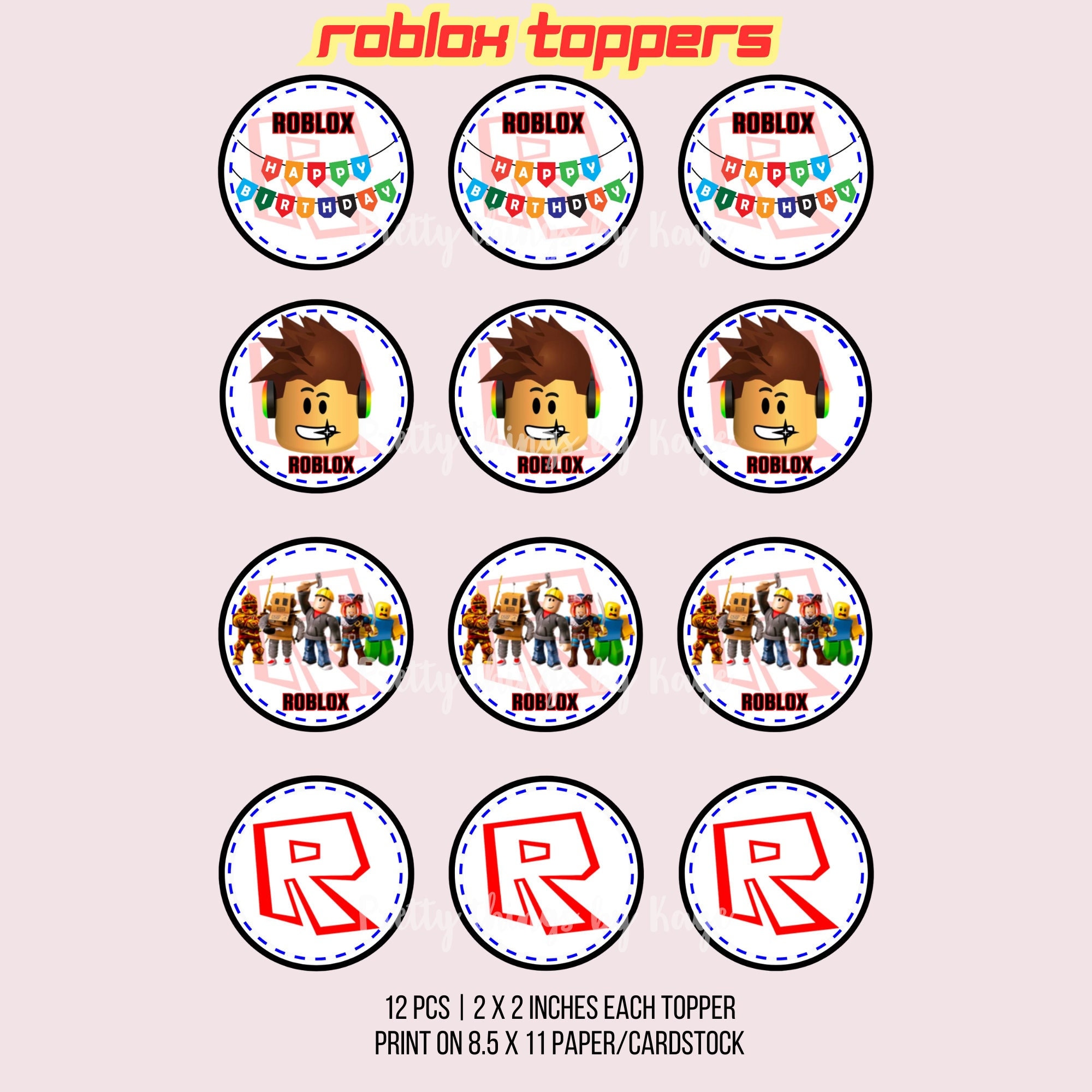 Roblox Cupcake Toppers, Roblox Birthday Topper, Gamer Cupcake Topper ...