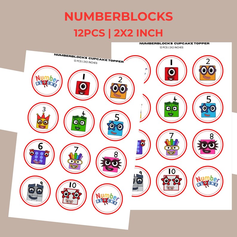 Printable Numberblocks Cupcake Toppers Instant Download Instant ...