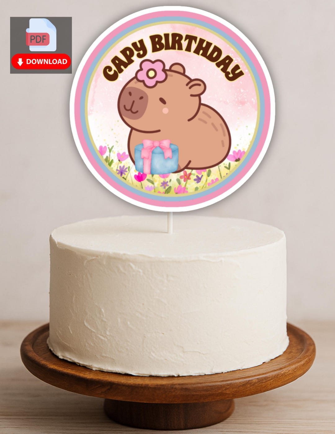 Capybara Birthday Cake Topper, Kids Party Decor (digital Download ...