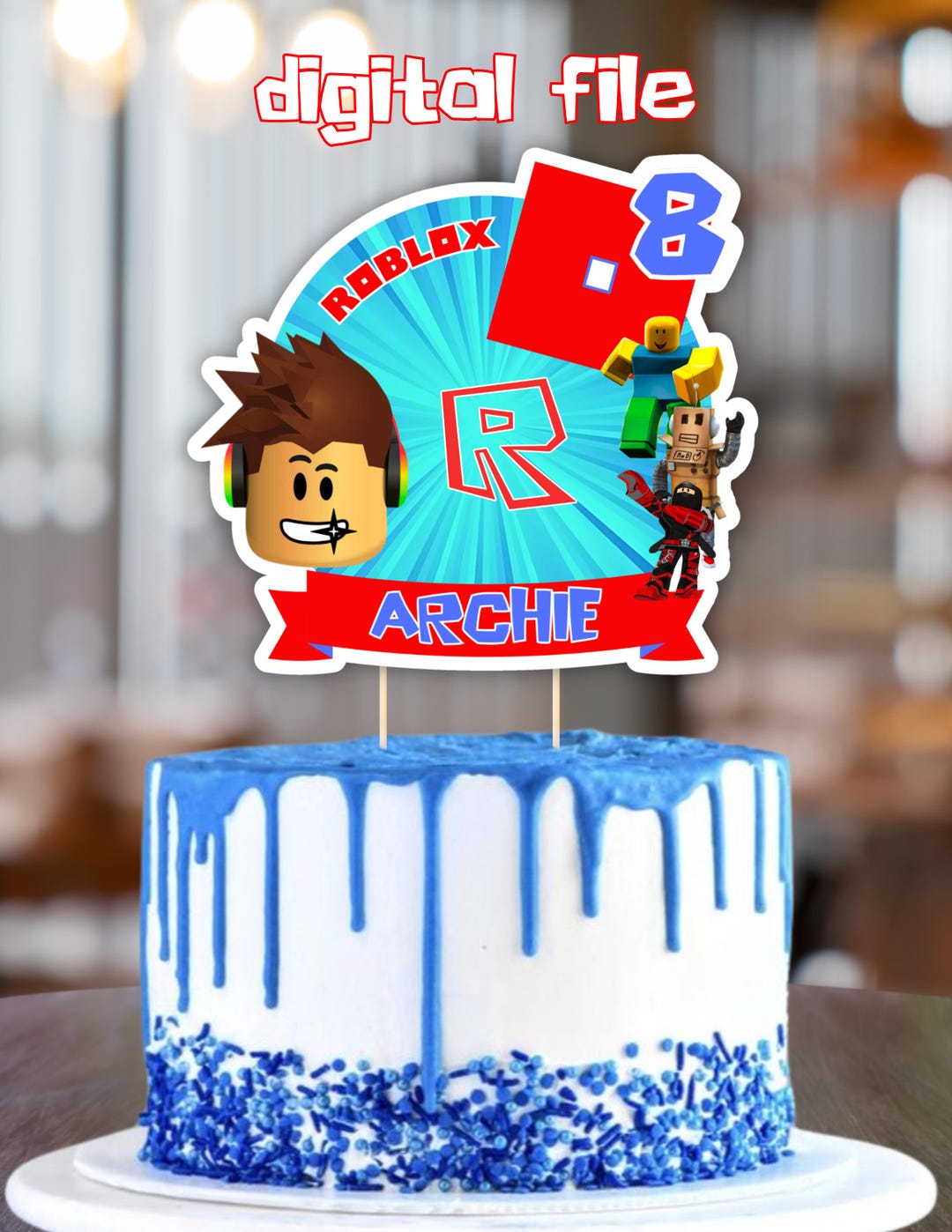 Custom Roblox Cake Topper: Personalized Birthday Party Decoration ...