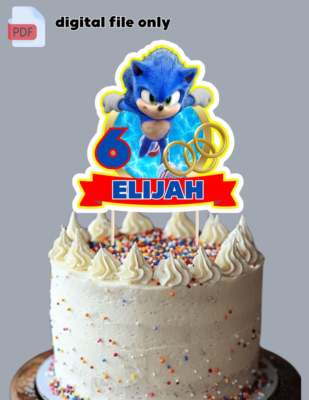 Custom Sonic Cake Topper Printable | Personalized With Name, Age ...