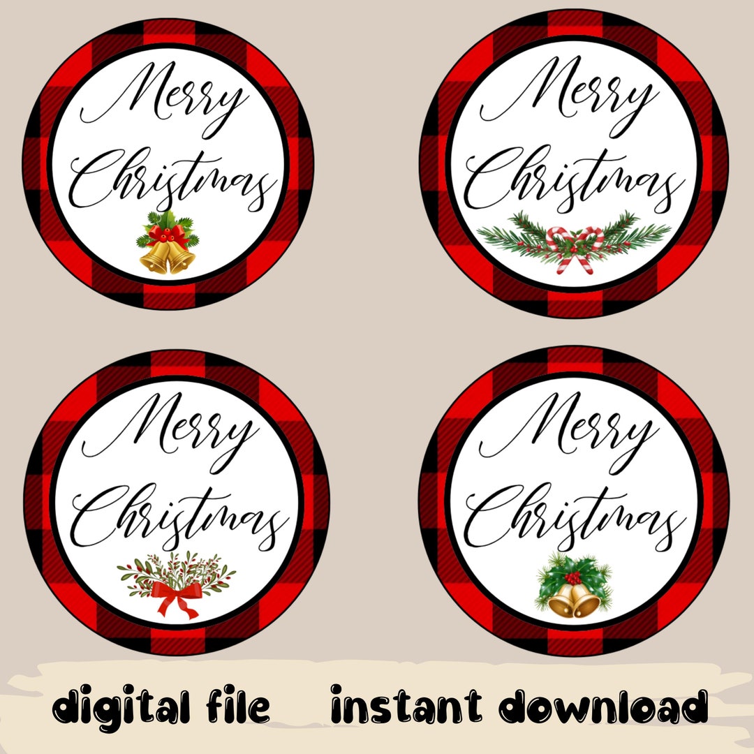 Merry Christmas Cupcake Toppers, Christmas Party Decor, Red and Black ...