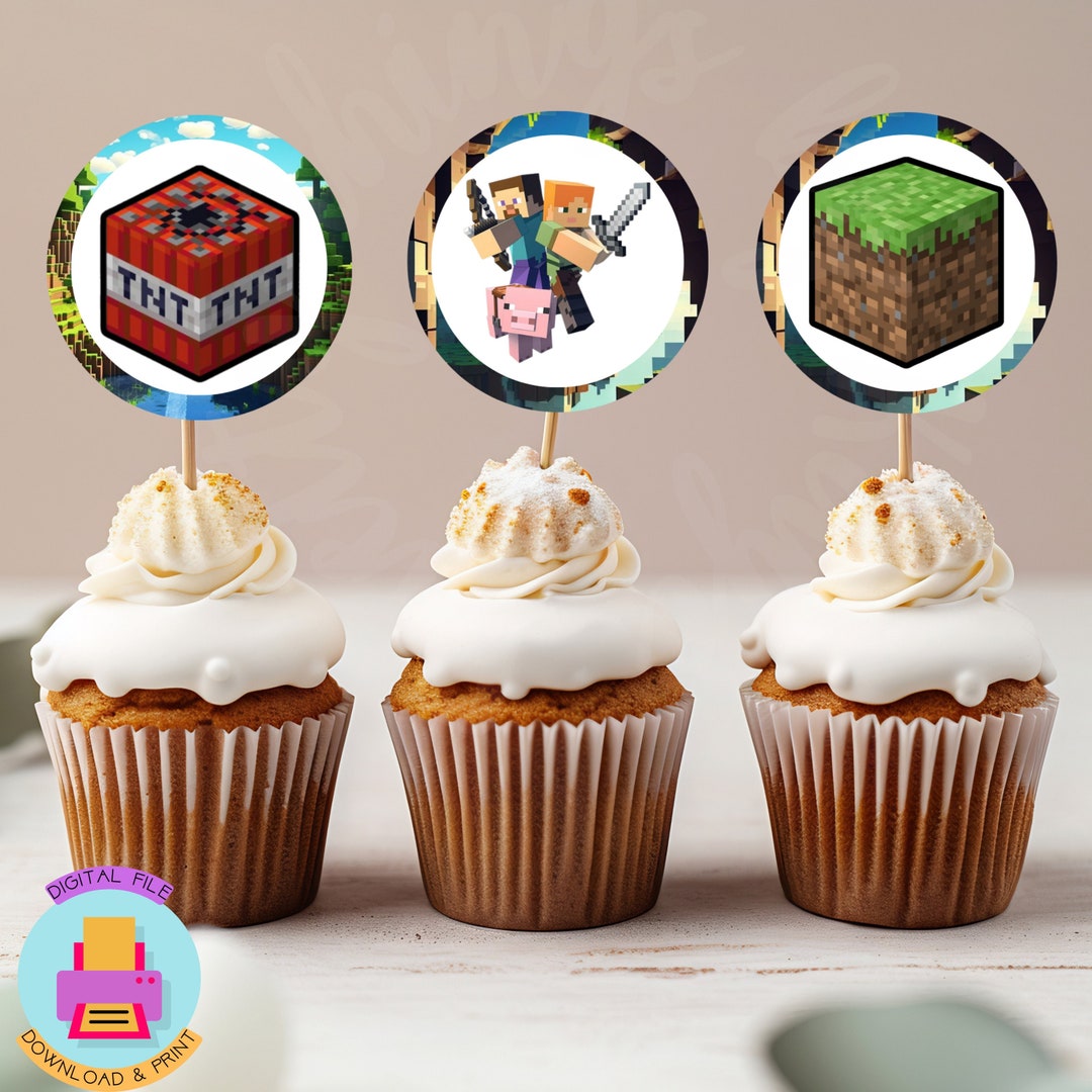 Mine Crafter Cupcake Topper, Gamer Toppers, Birthday Topper, Digital ...