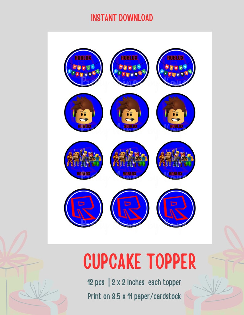 Roblox Cupcake Toppers, Roblox Birthday Topper, Gamer Cupcake Topper ...