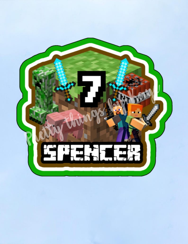 Custom Minecrafter Cake Topper | Customizable Name + Age | Minecrafter ...