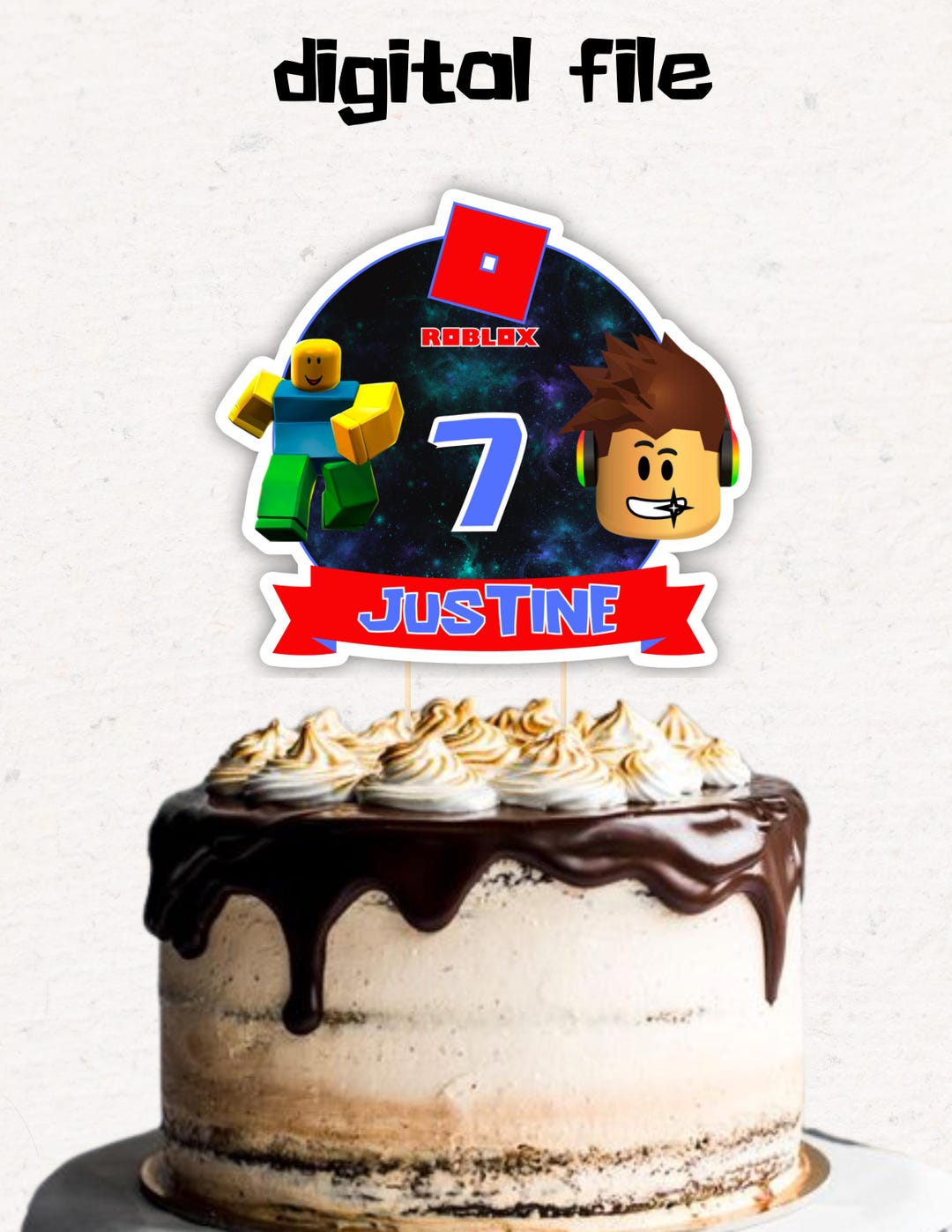 Roblox Birthday Cake Topper – Printable Digital Download | Personalized ...